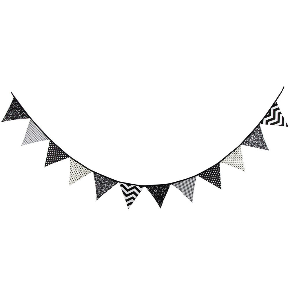 BLACK & WHITE COTTON BUNTING GARLAND FLAG BANNER – Glamp and Garden